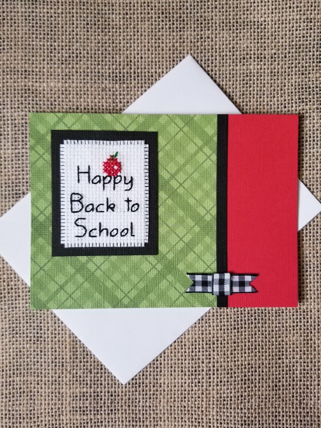Stitched Happy Back to School Blank Note Card - Etsy