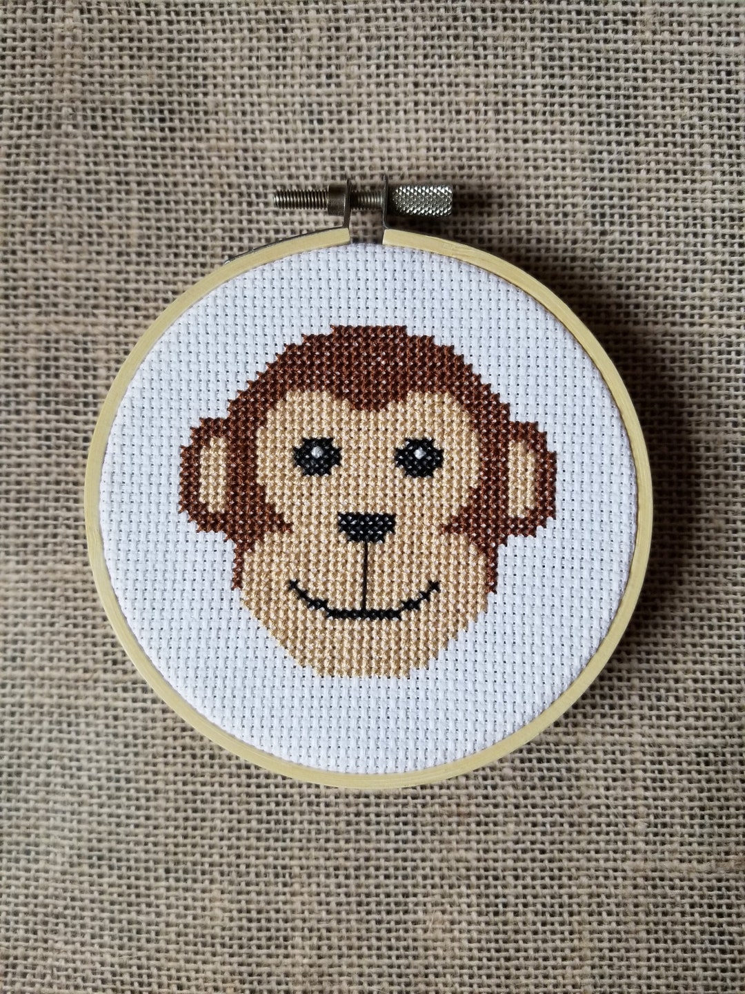 Counted Cross Stitch Monkey Face Pattern - PDF Download - Etsy