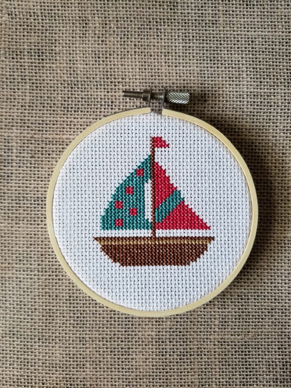 Counted Cross Stitch Sailboat Pattern PDF Download | Etsy
