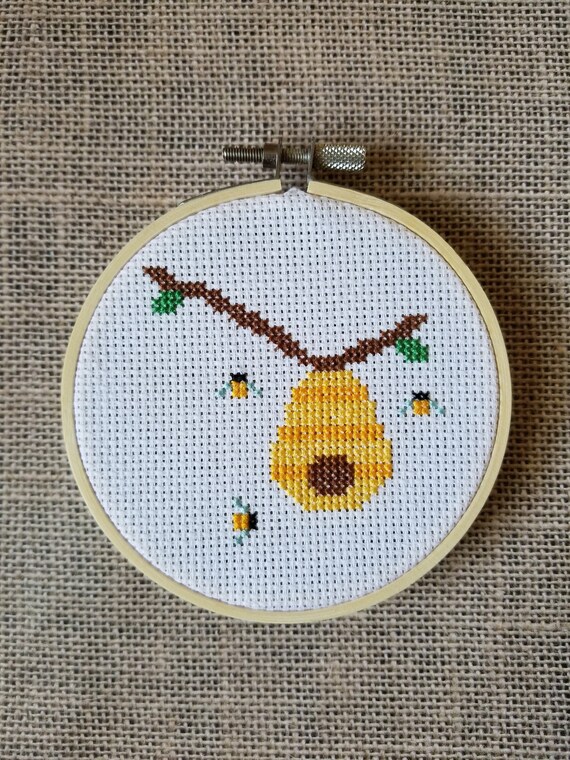 Counted Cross Stitch Bees Beehive Small Pattern PDF Download - Etsy