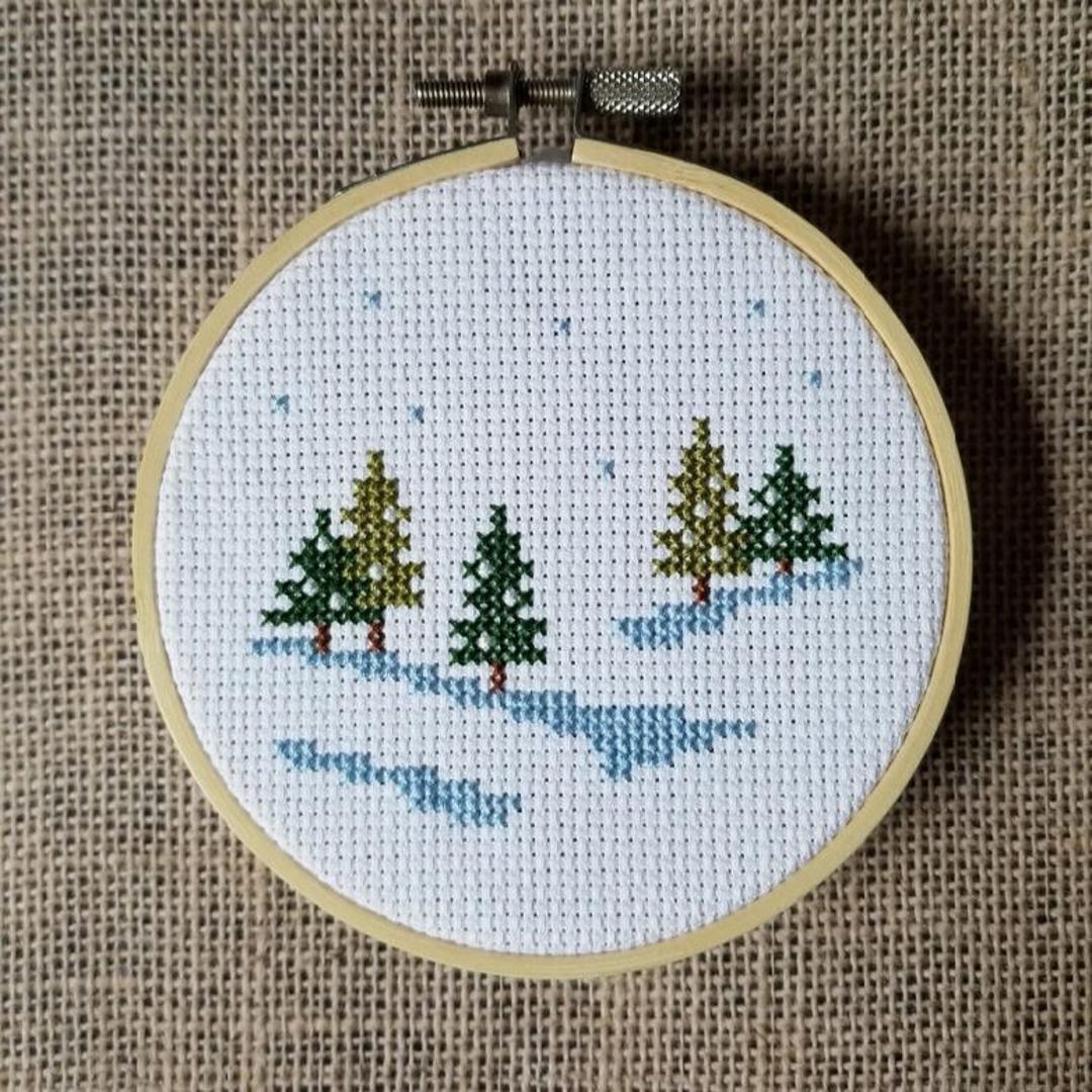 Counted Cross Stitch Winter Trees Pattern - PDF Download - Etsy