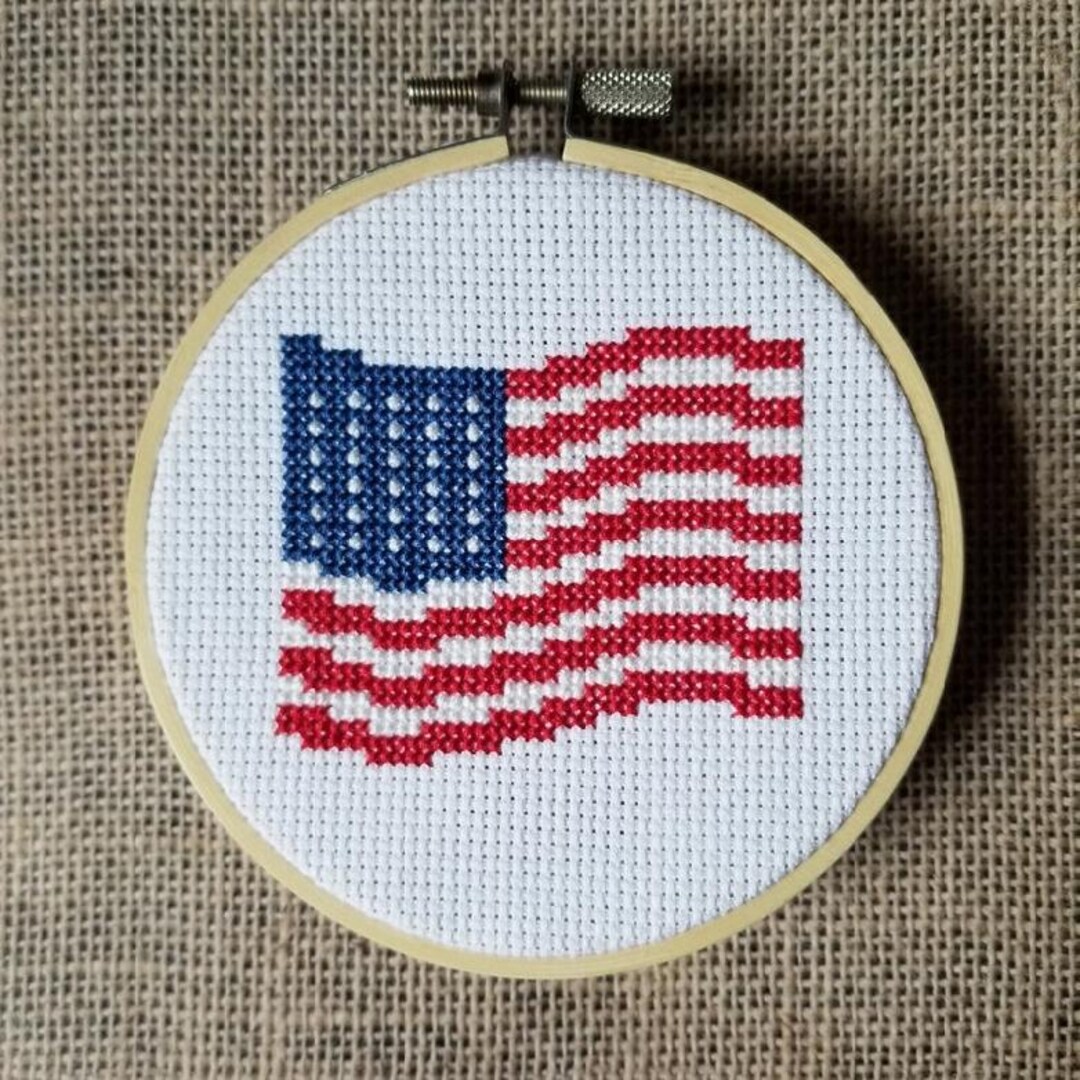 Counted Cross Stitch USA Waving Flag Pattern - PDF Download - Etsy