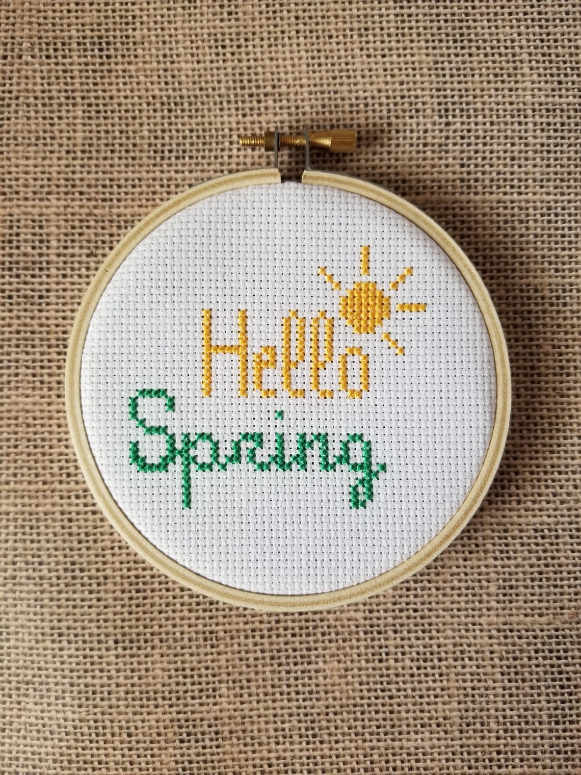 Counted Cross Stitch Hello Spring Sun Small Pattern - PDF Download - Etsy