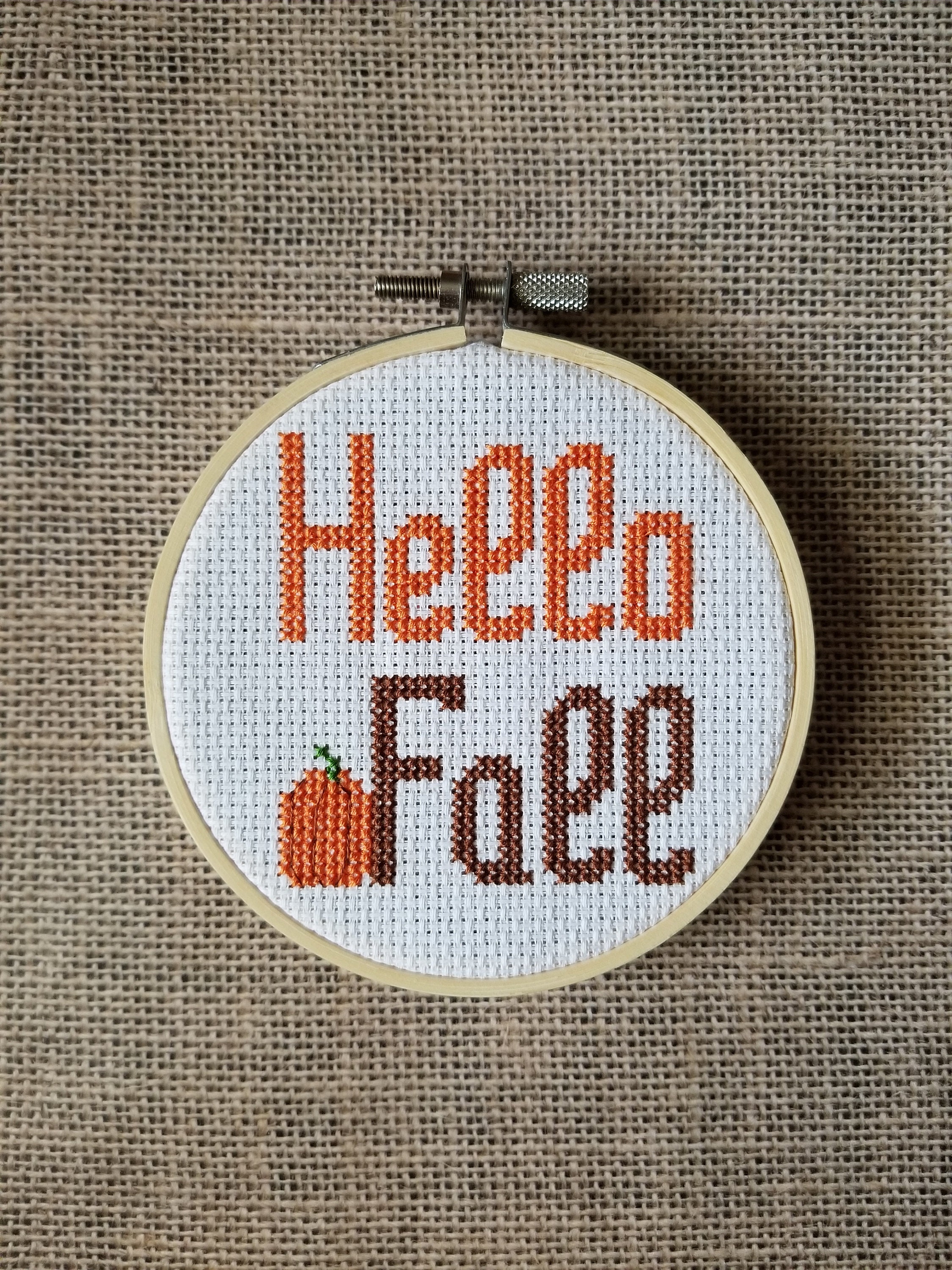 Counted Cross Stitch Hello Fall Pumpkin Pattern PDF Download | Etsy