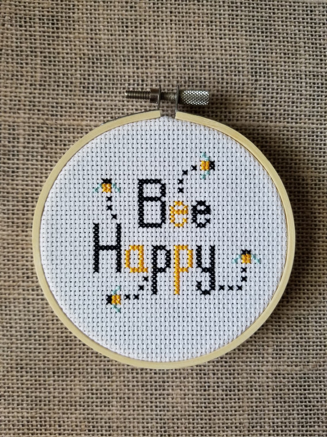 Counted Cross Stitch Bee Happy Bumblebee Pattern - PDF Download - Etsy