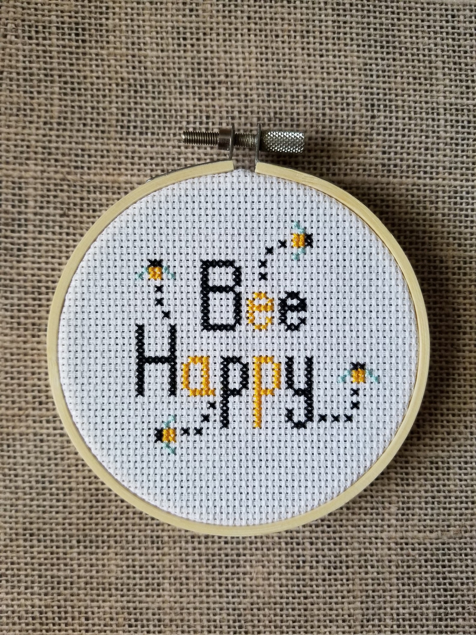 Counted Cross Stitch Bee Happy Bumblebee Pattern - PDF Download - Etsy