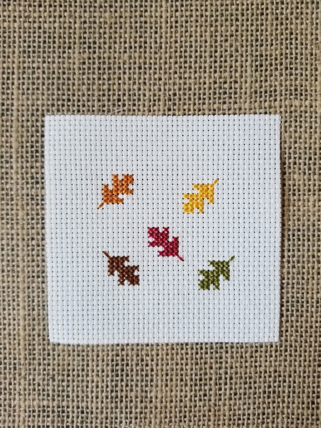 Completed Cross Stitch Falling Leaves Piece for DIY Crafts - Etsy