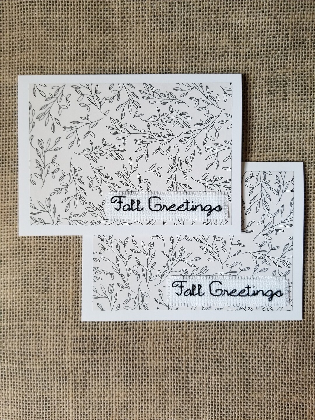 Stationery Note Cards Stitched Fall Greetings Leaves Blank - Etsy