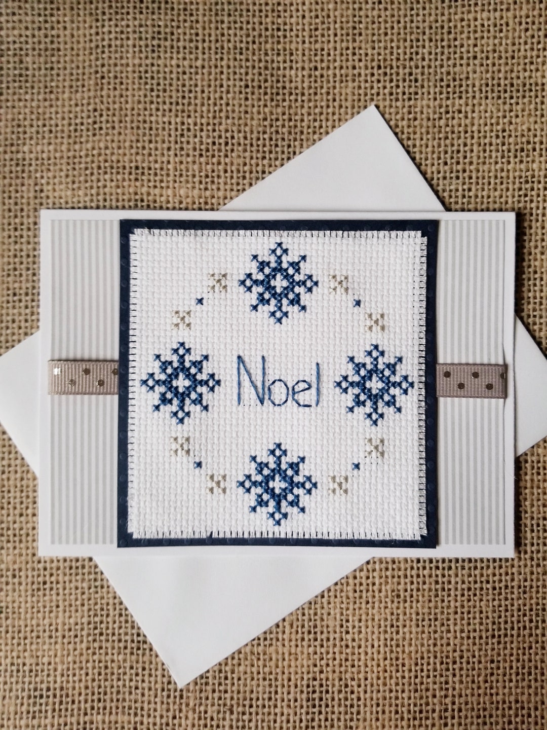 Completed Cross Stitch Noel Blank Note Greeting Card - Etsy
