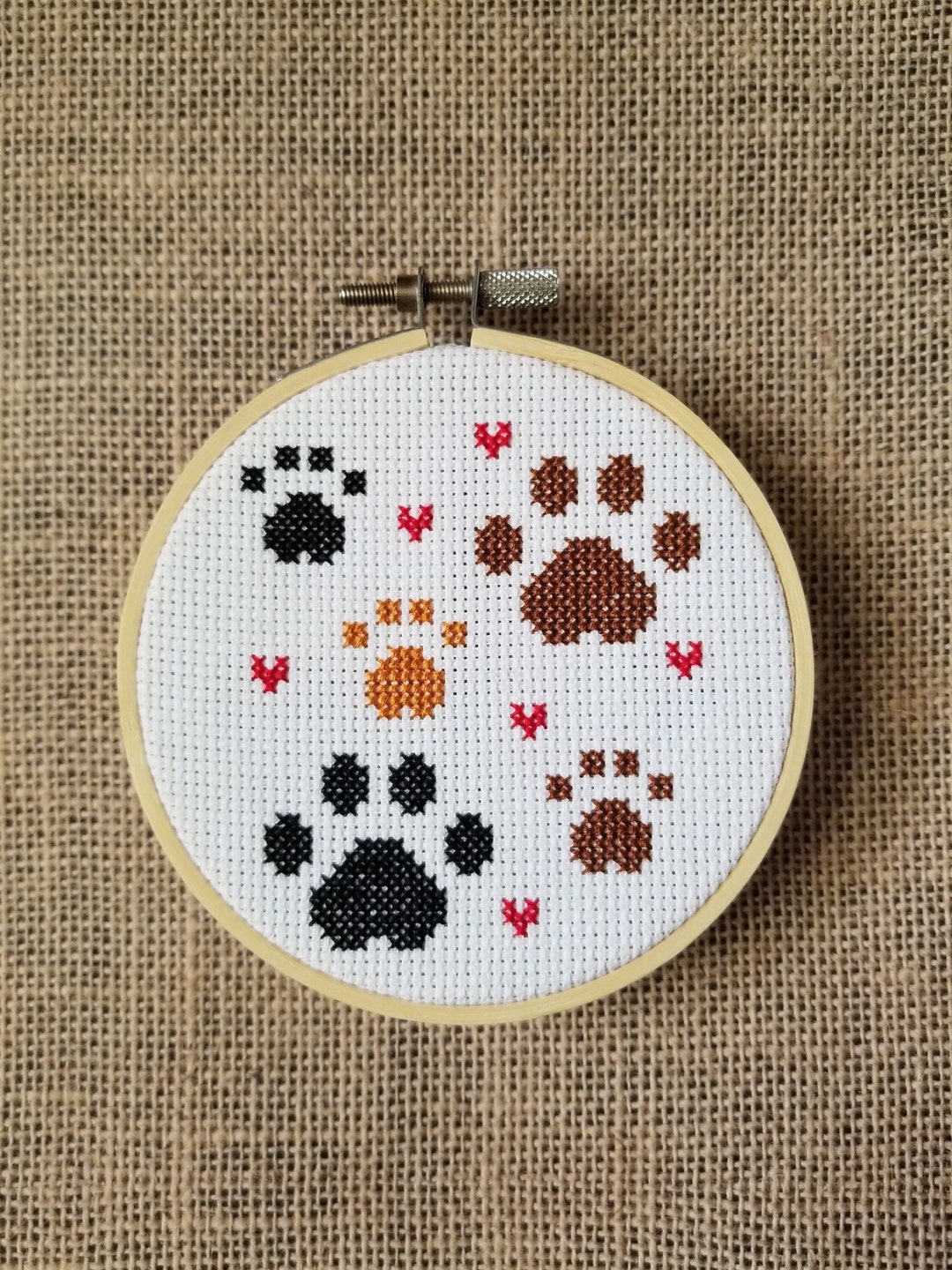 Counted Cross Stitch Paw Prints Pattern - PDF Download - Etsy