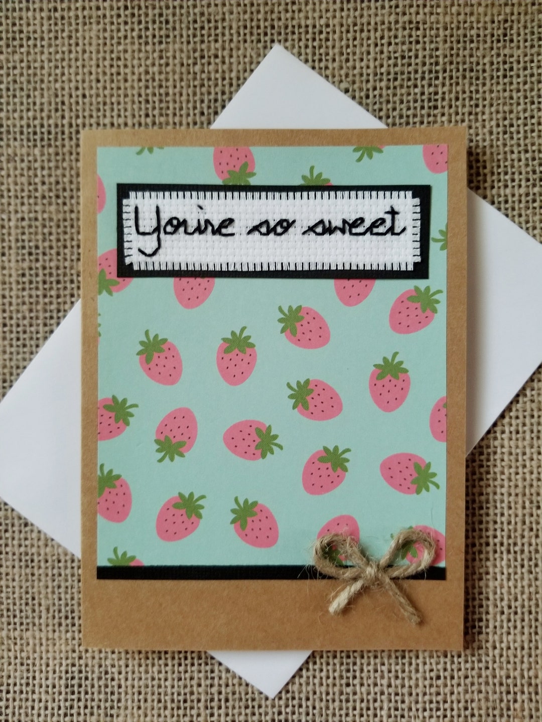 Stitched You're so Sweet Strawberries Blank Note Greeting Card - Etsy