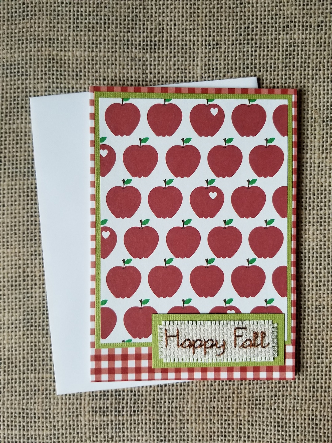 Stitched Happy Fall Apples Blank Note Greeting Card - Etsy