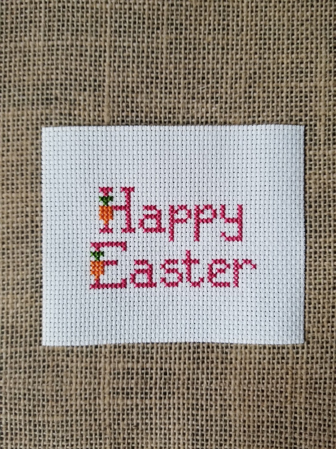 Completed Cross Stitch Happy Easter Small Piece for DIY Crafts - Etsy