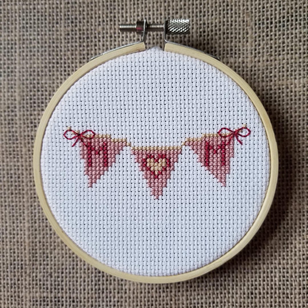 Counted Cross Stitch Mom Heart Banner Pattern - PDF Download - Etsy