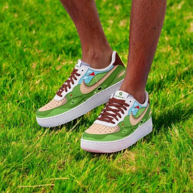Golf Inspired Custom Air Force 1 Sneaker, Custom Hand Painted Golf AF1 ...