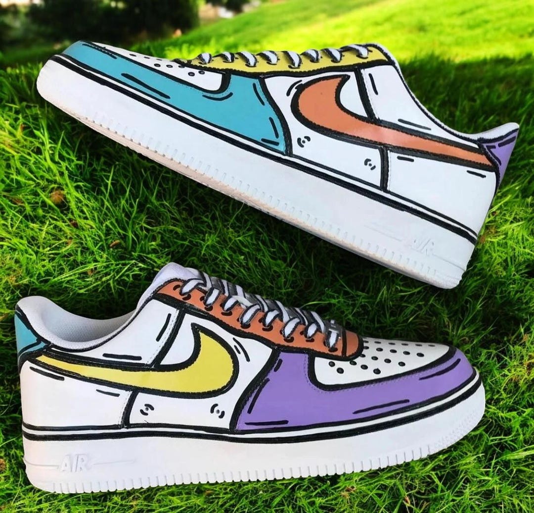 Colorful Cartoon Custom Air Force 1 Shoes, Custom Hand Painted Colorful ...