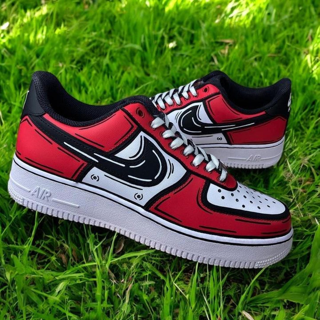 Red Drip Cartoon Custom Air Force 1 Shoes, Custom Hand Painted Red Drip ...