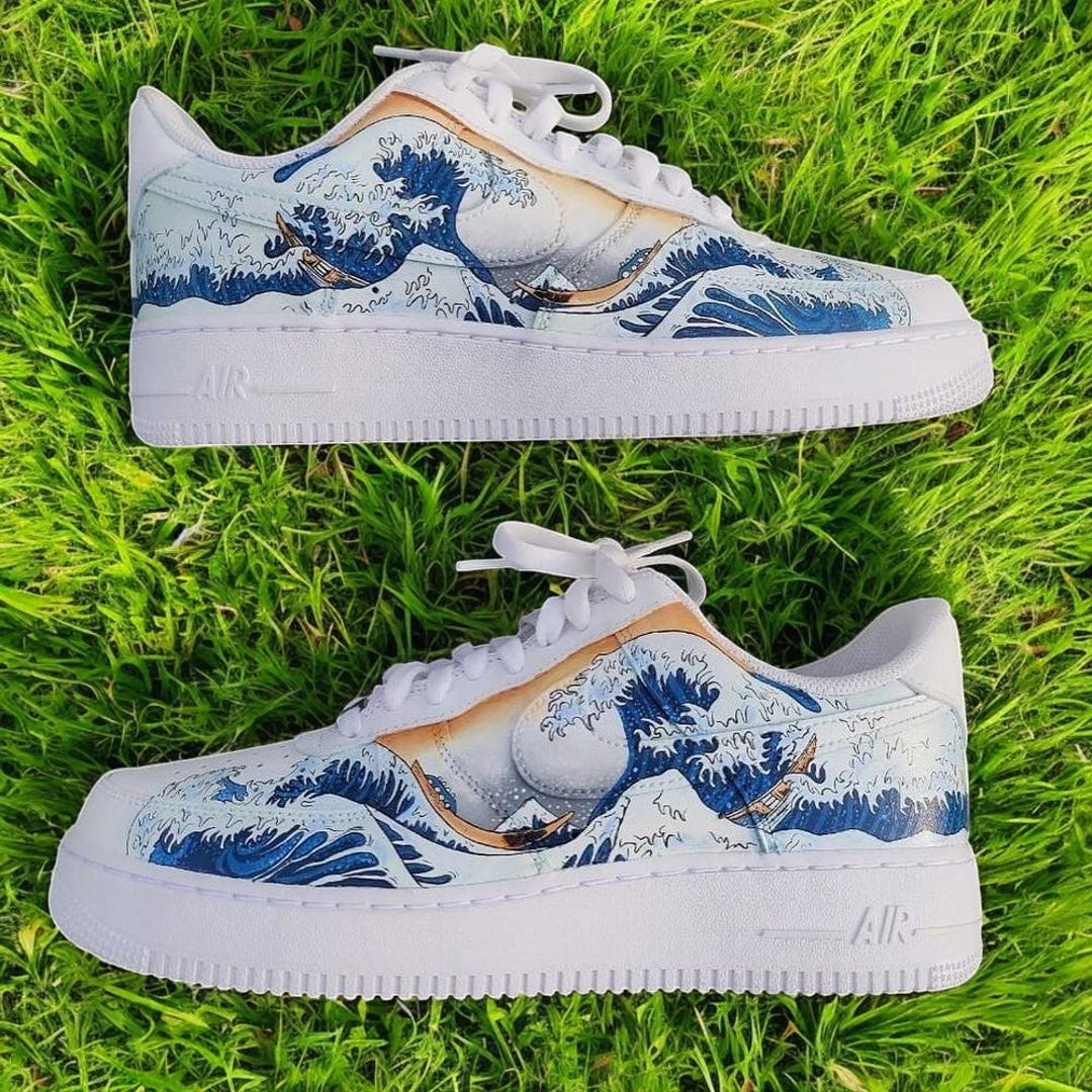 Custom Waves Air Force 1 Shoes, Custom Hand Painted Waves AF1, Waves ...