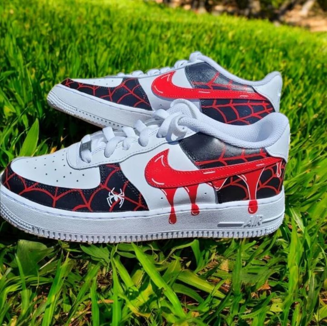 Spider-man Custom Air Force 1 Shoes, Custom Hand Painted Spider Man Print AF1, Spider Man AF1 ...
