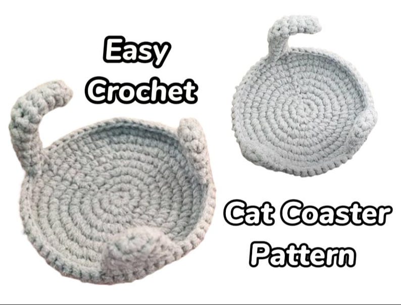 Easy Crochet Cat Coaster Pattern - Etsy