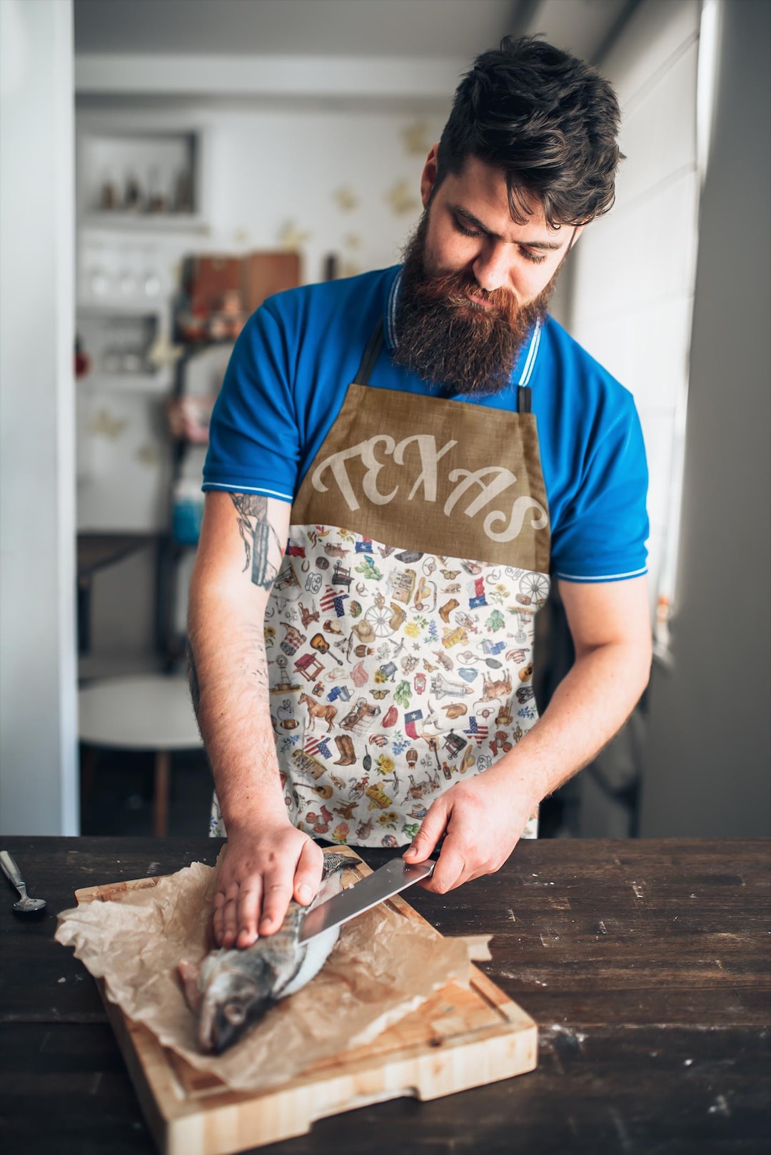 Texas Themed Apron, State Pattern Kitchen Apron, Texas Lover Cooking ...