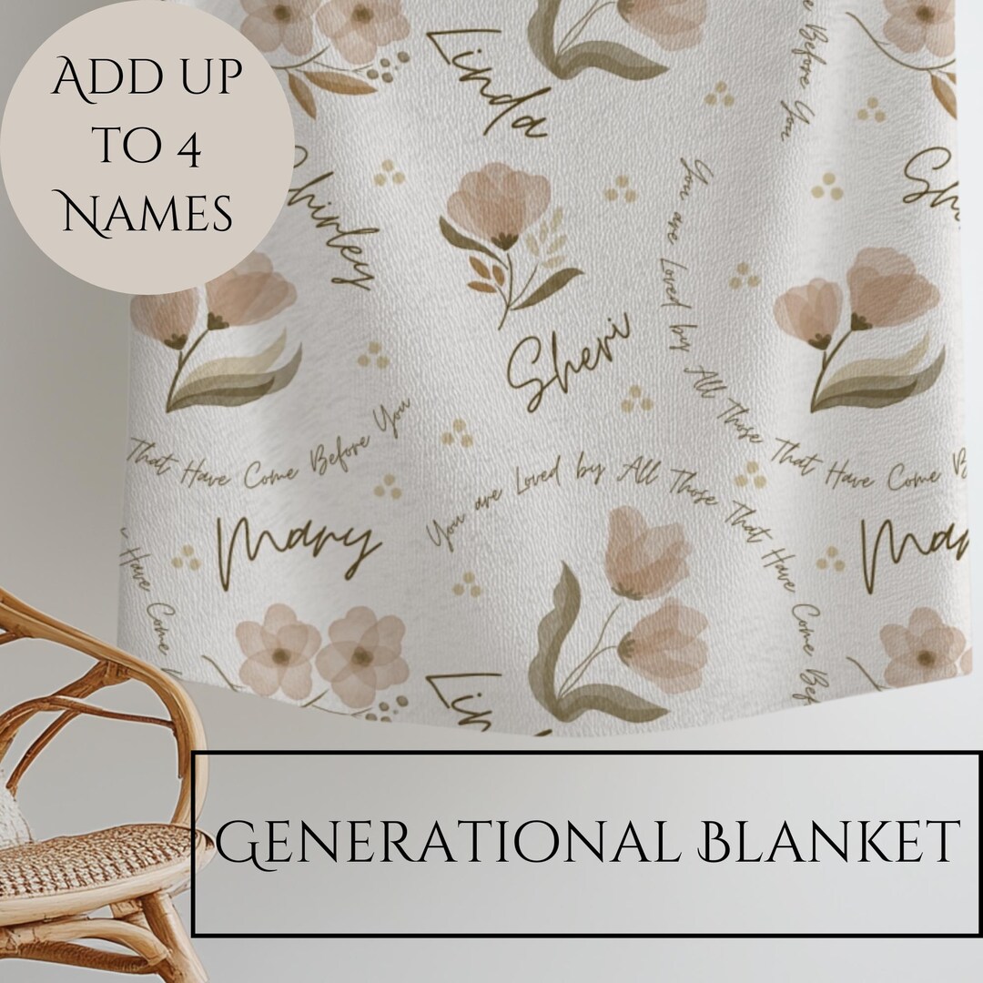Custom Multi-generational Floral Blanket, Generational Love Blanket ...