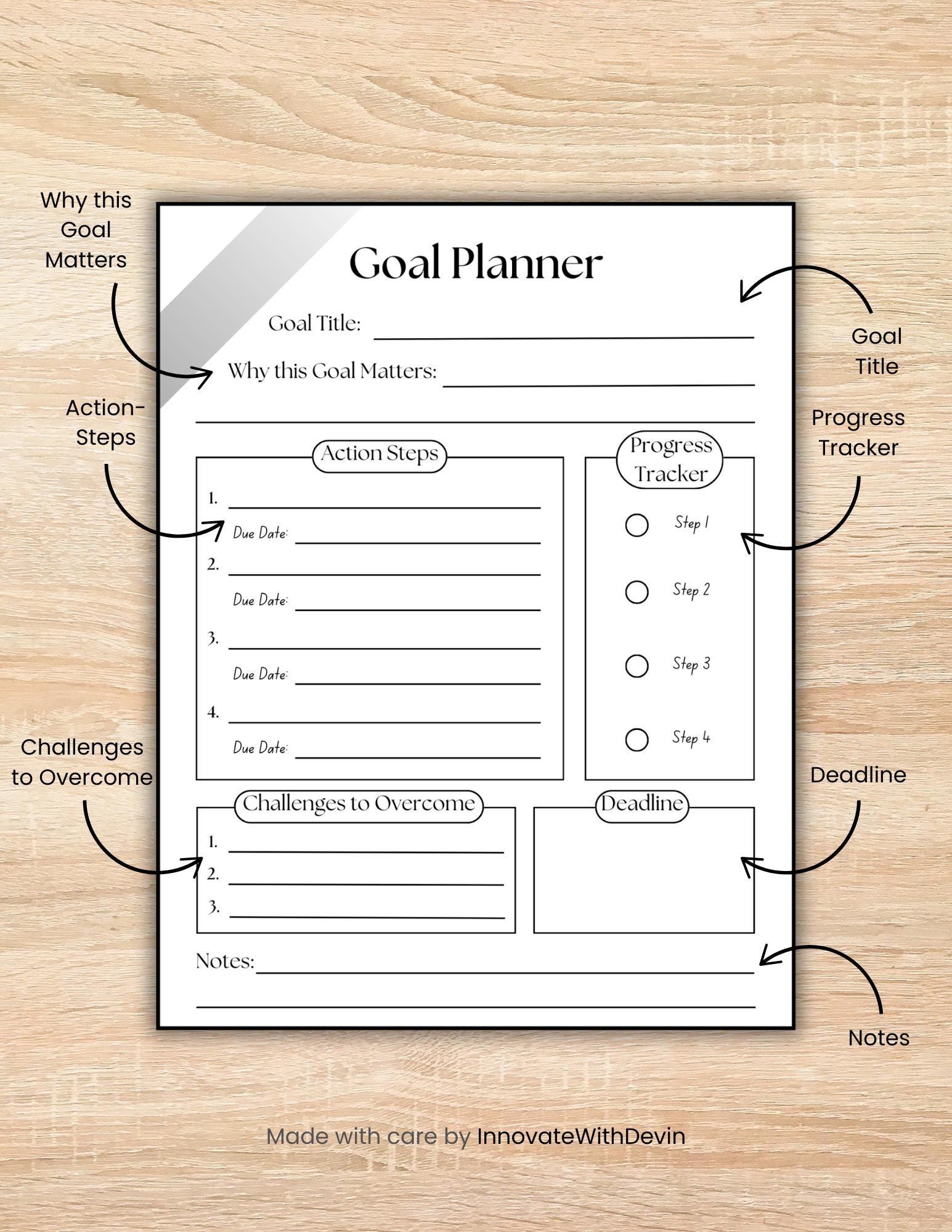 Goal Planner Printable - Set Goals, Track Progress, and Stay Motivated ...