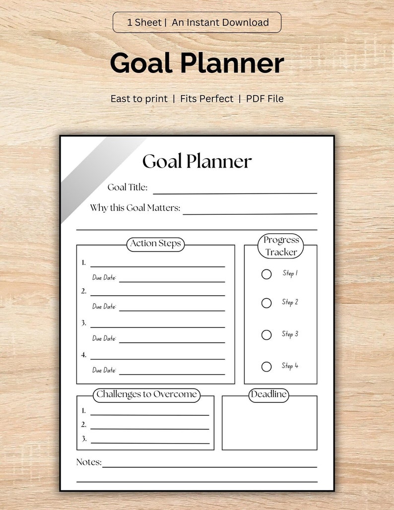 Goal Planner Printable - Set Goals, Track Progress, and Stay Motivated ...