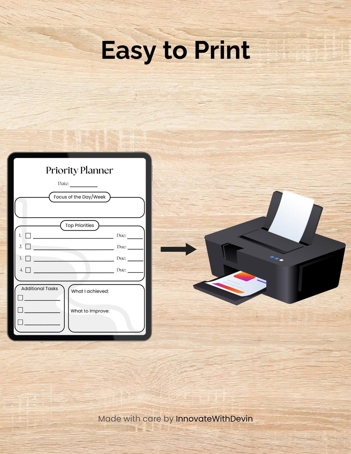 Priority Planner Printable - Organize Tasks, Set Goals, and Reflect - Etsy