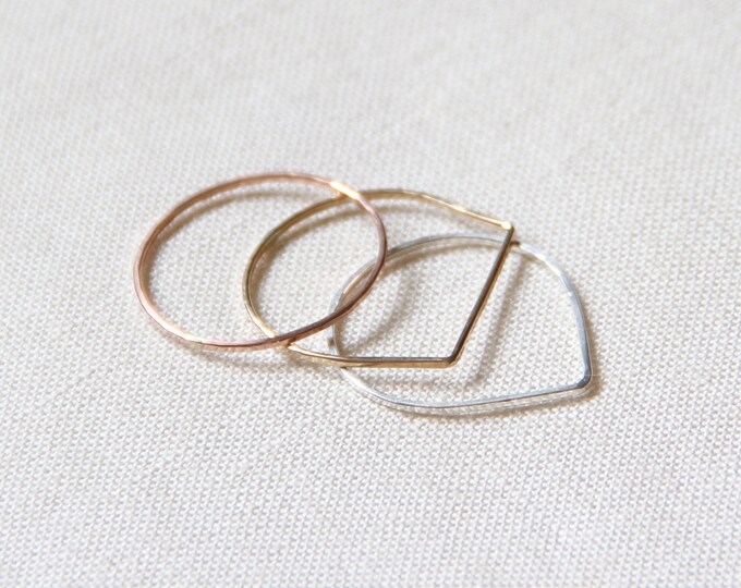 Tiny Set of Three Threads of Rose Silver Gold Teardrop - Etsy