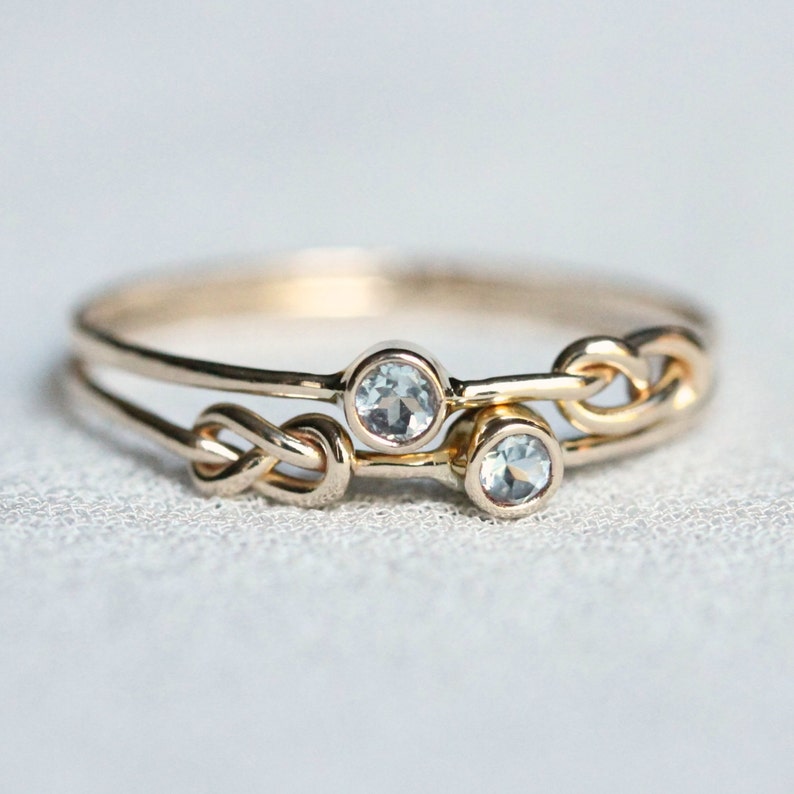 SOLID Gold Custom Birthstone Infinity Knot Rings Infinity - Etsy