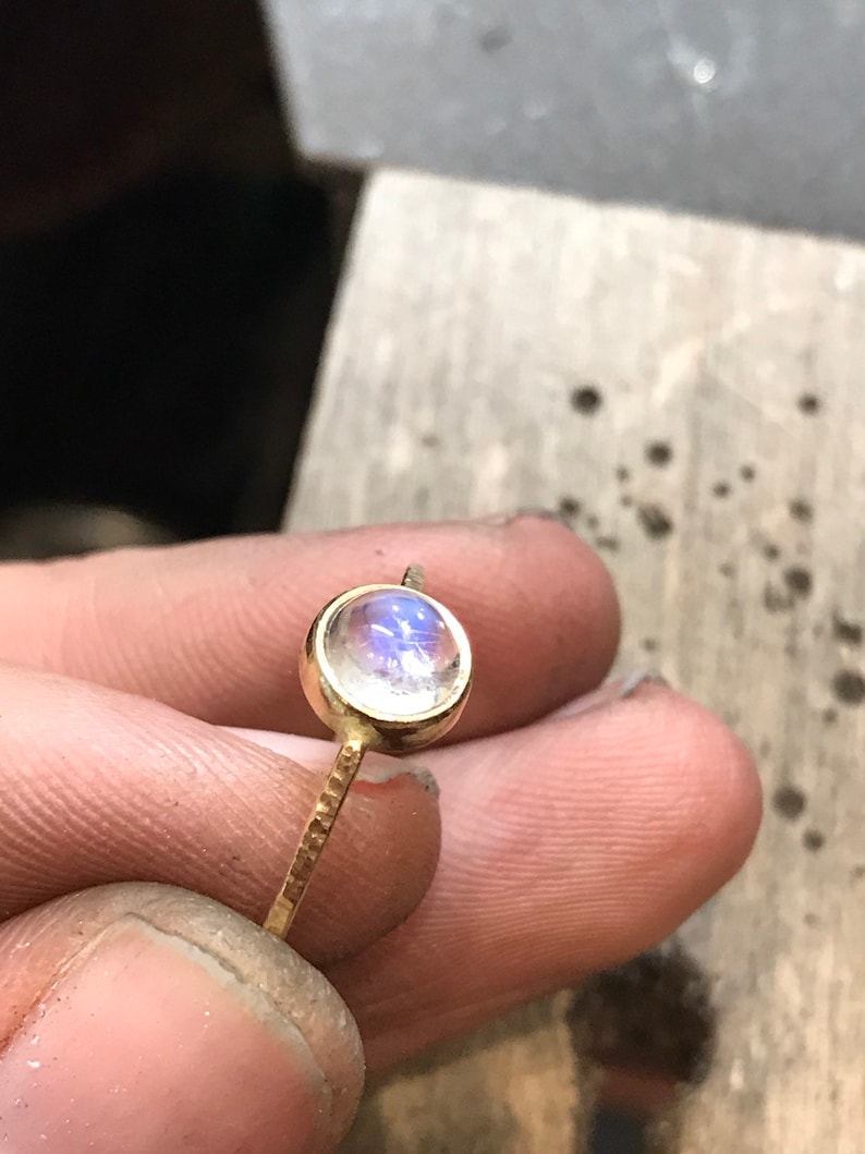 Rainbow Moonstone Ring SOLID Gold Moonstone Ring Dainty | Etsy