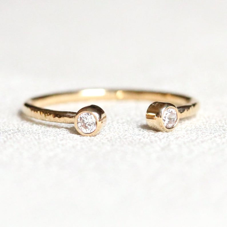 Open Diamond Ring SOLID 14k Gold Diamond Cuff Ring Toi et | Etsy