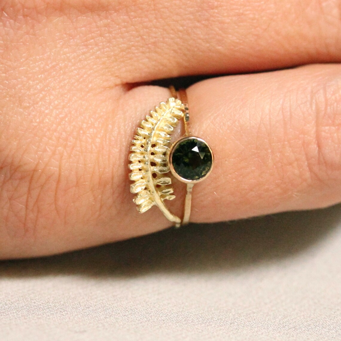 Fern Wedding Band | Dainty Leaf Ring | Leaf Wedding Band | SOLID Gold ...