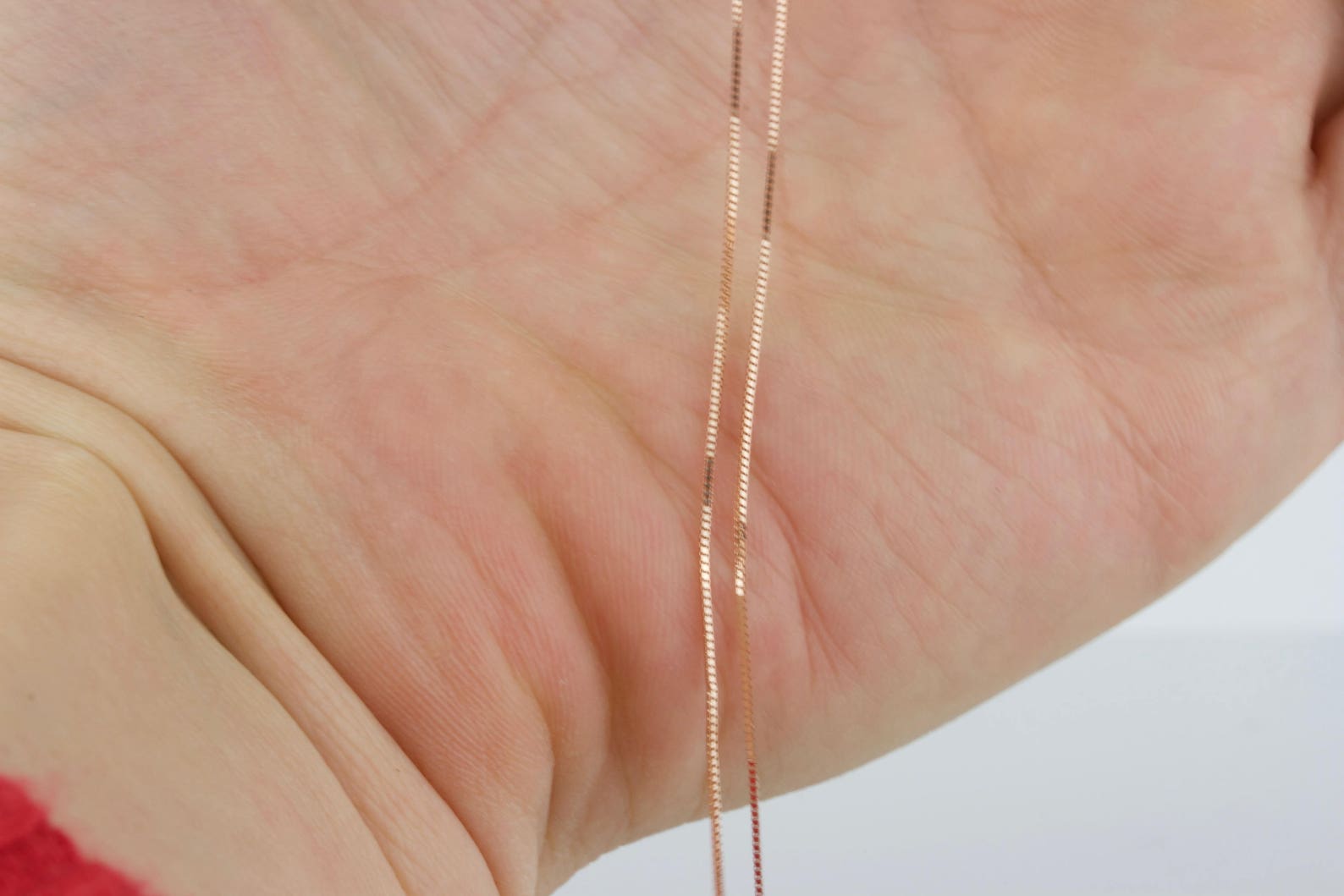 SOLID Gold Thin Plain Chain Delicate 14k Gold Box Chain - Etsy