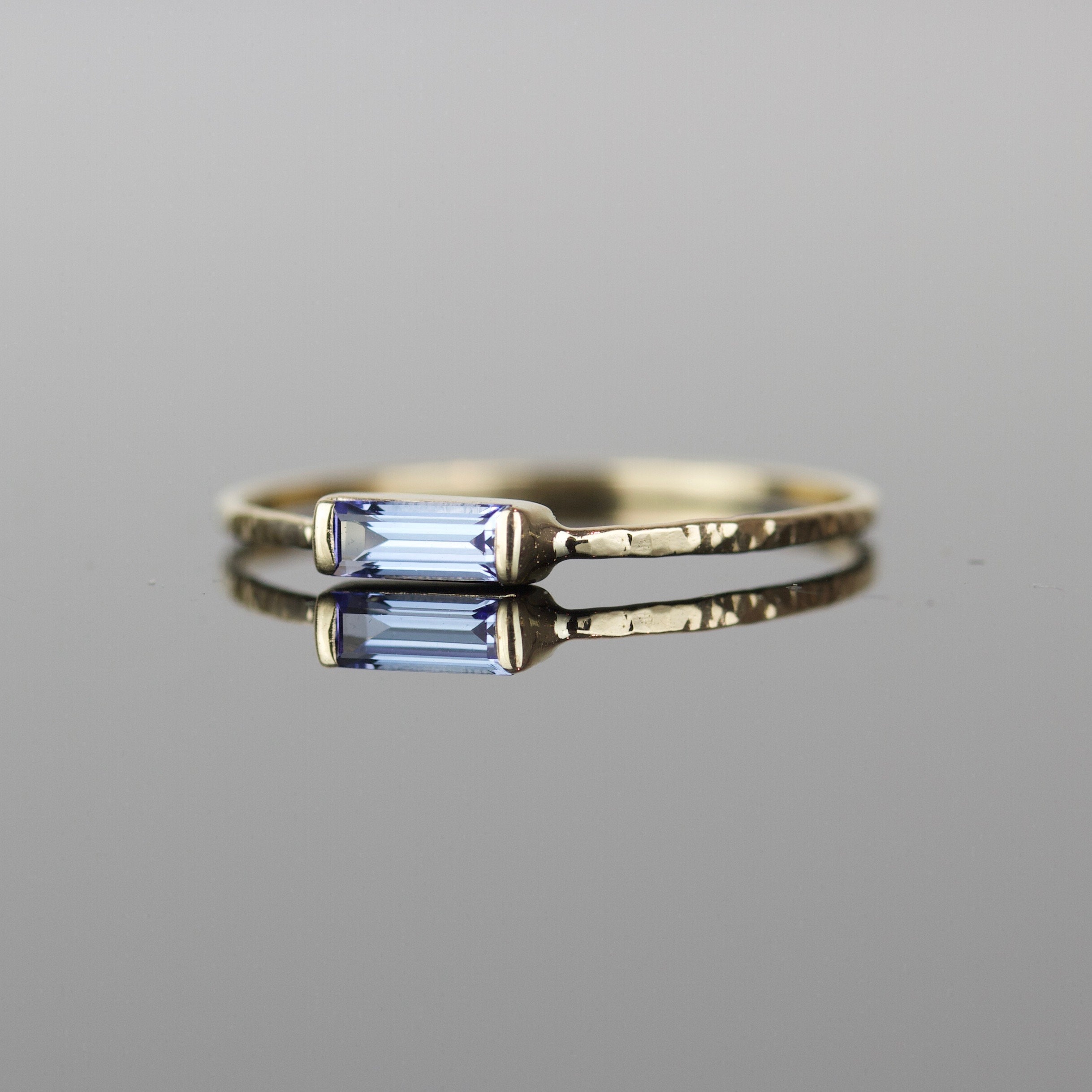 SOLID 14k Gold Tanzanite Baguette Ring Natural Tanzanite Art | Etsy