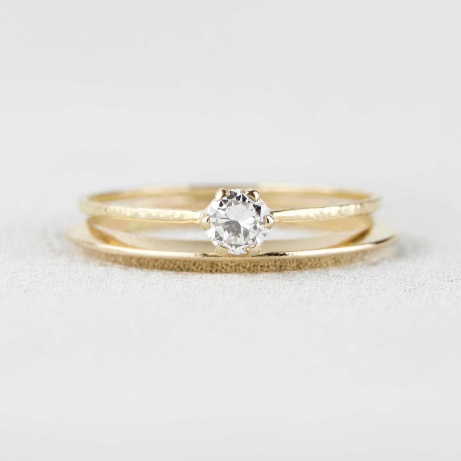 Triangle 14k Gold Geometric Wedding Band SOLID 14k Yellow or - Etsy