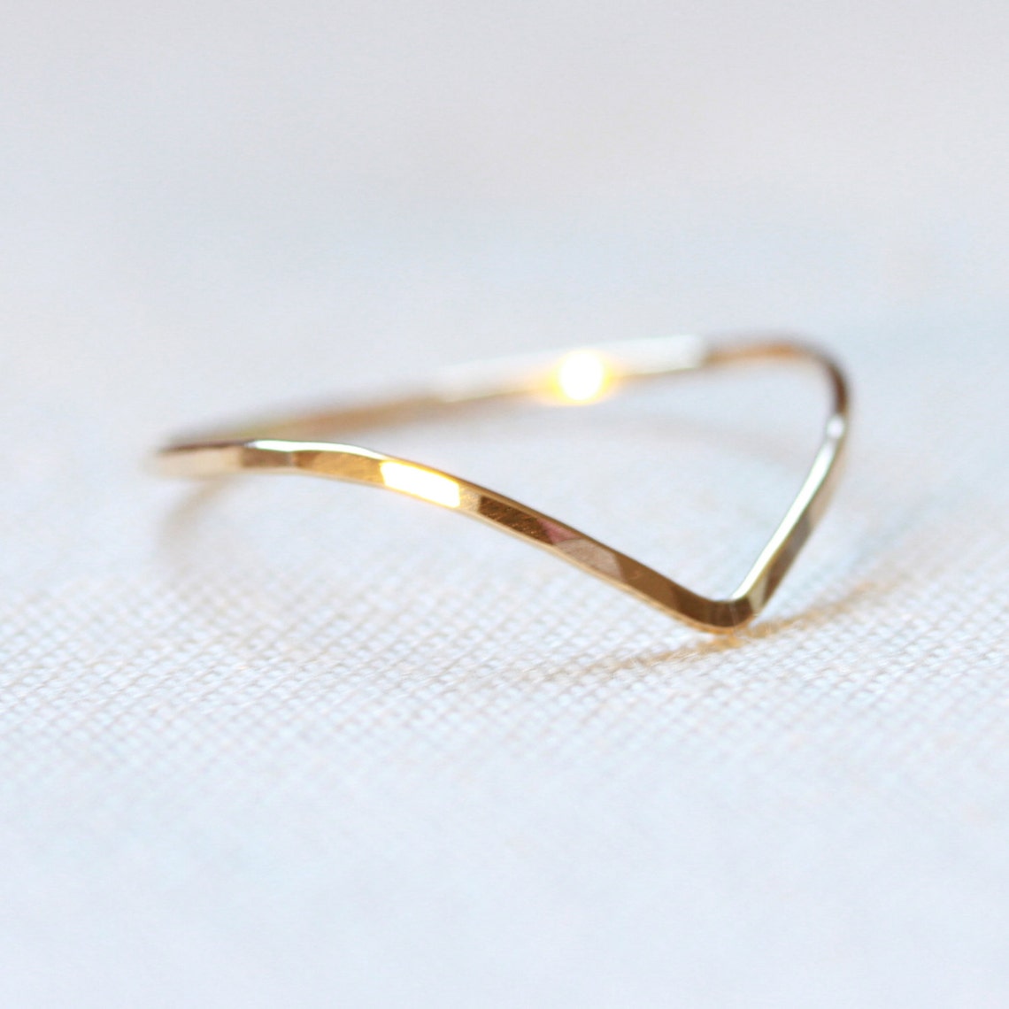 SOLID Gold Chevron Ring Simple Chevron Stack Ring Tiny - Etsy