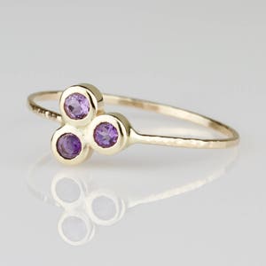 Select Three Gemstones - Delicate Three Leaf Clover SOLID 14k Rose or ...