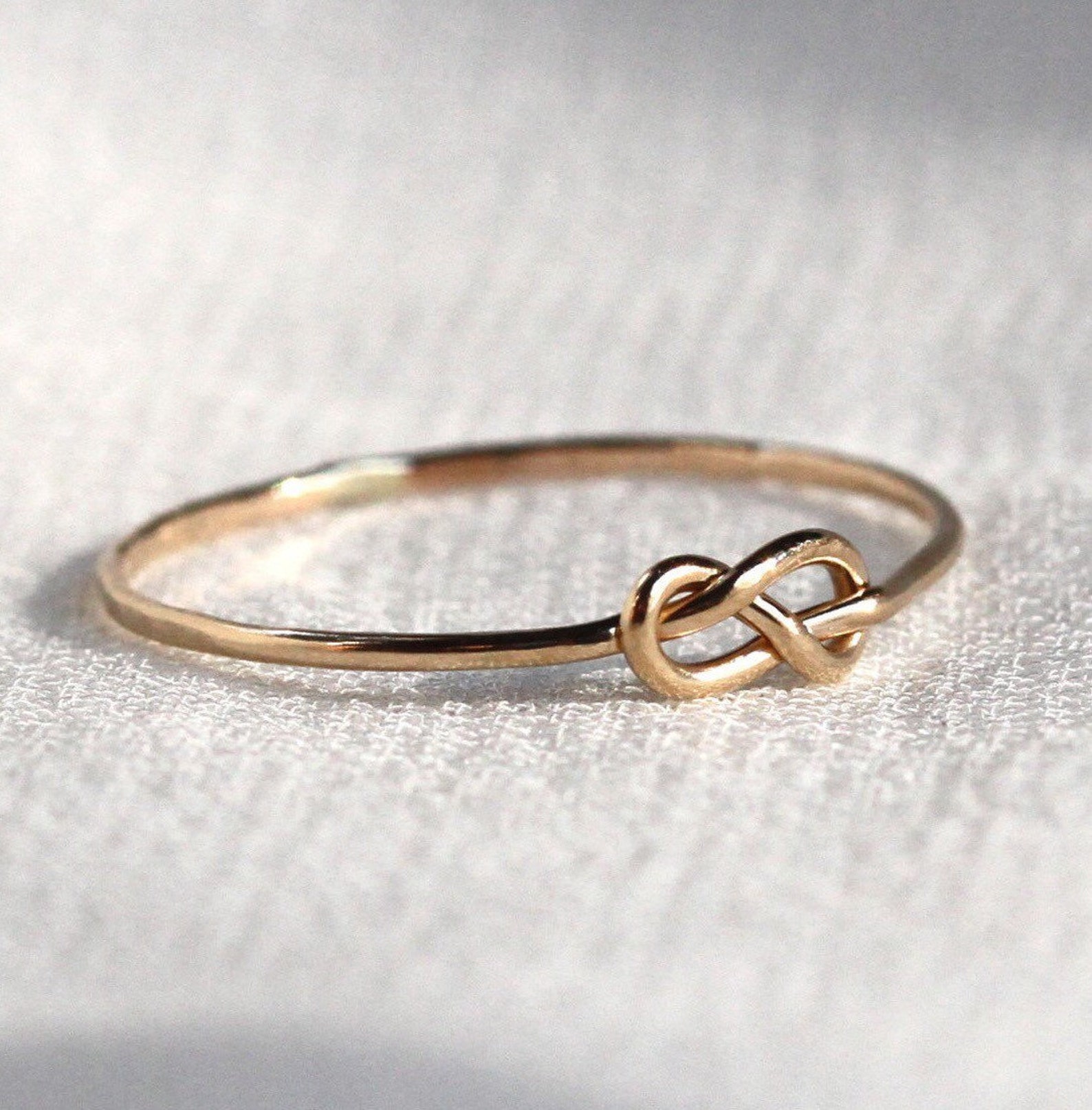 Thin SOLID 14k Gold Infinity Knot Ring 14k Rose Gold | Etsy