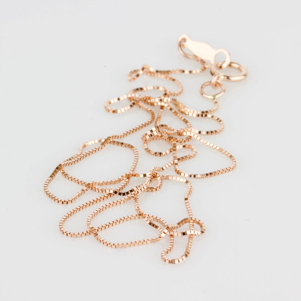 SOLID Gold Thin Plain Chain Delicate 14k Gold Box Chain | Etsy