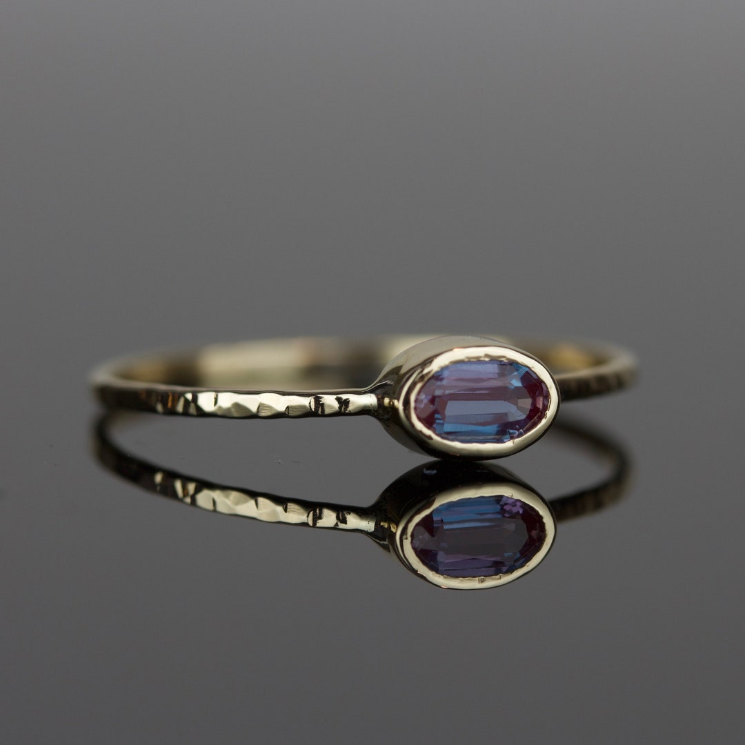 Oval Lab Alexandrite Ring | SOLID Gold Alexandrite Ring | Simple ...