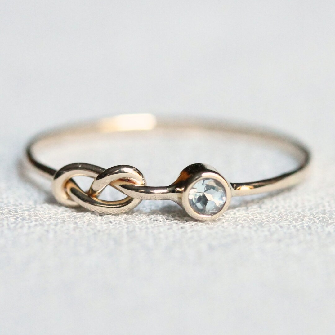 Custom Birthstone Infinity Knot Ring | Delicate Knot Birthstone Ring ...