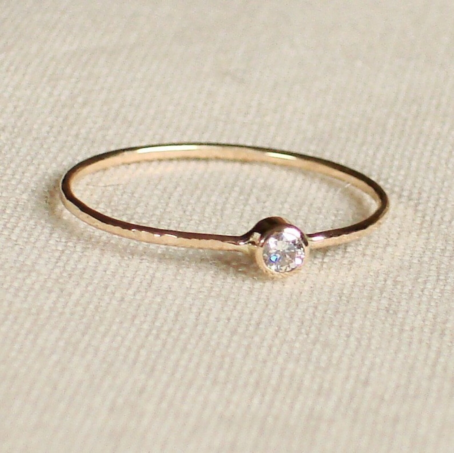SOLID Gold Custom Birthstone Ring Gemstone Stacking Ring Delicate Gold ...
