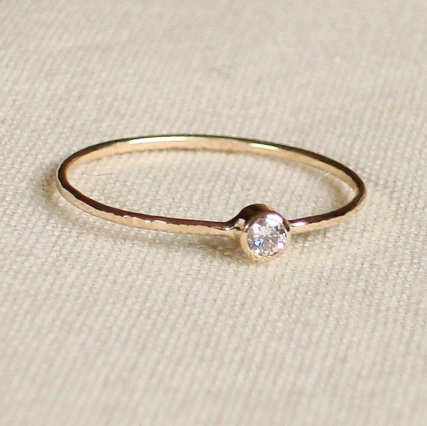 SOLID Gold Custom Birthstone Ring Gemstone Stacking Ring - Etsy