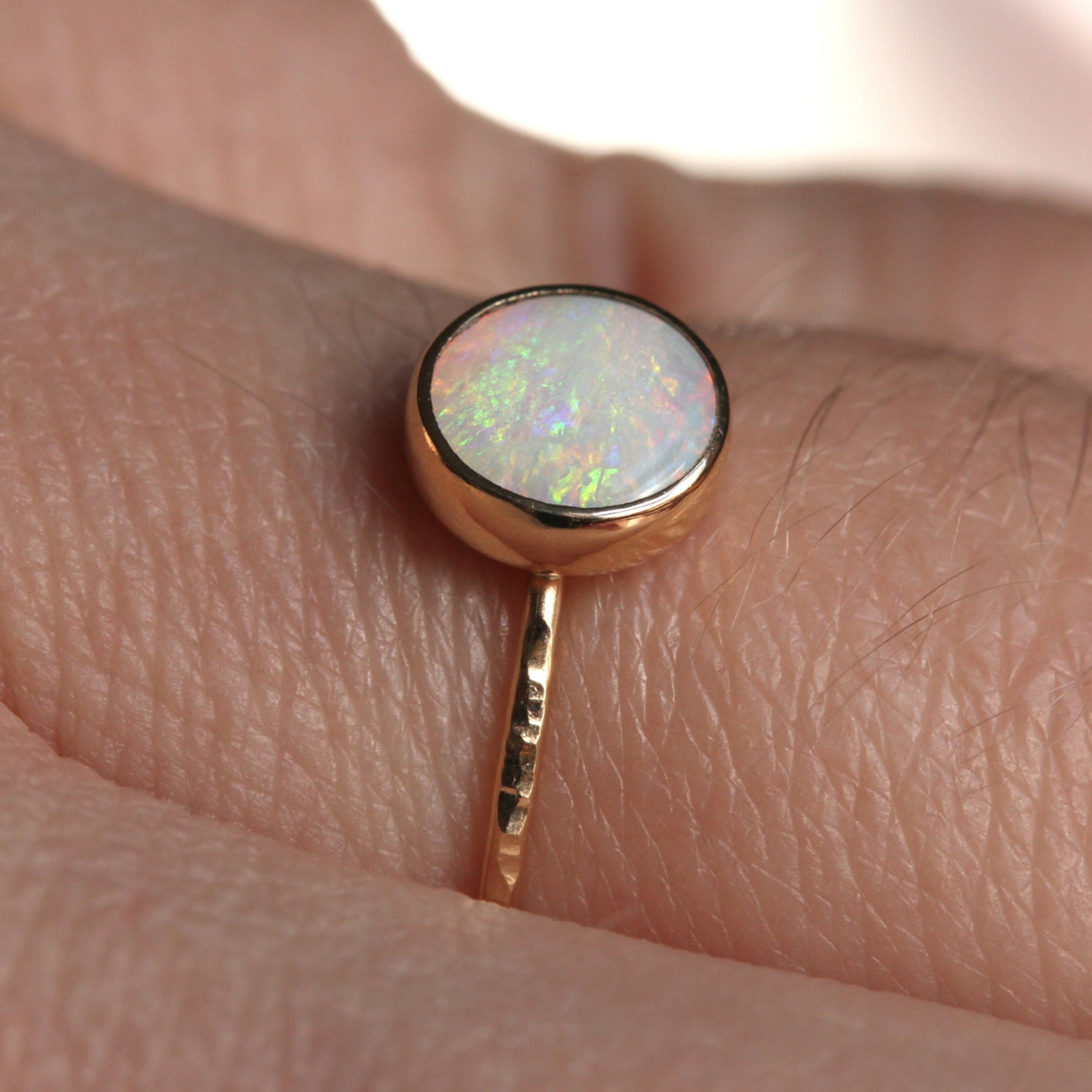 SOLID Gold Natural AAA Opal Ring Colorful Opal Ring | Etsy