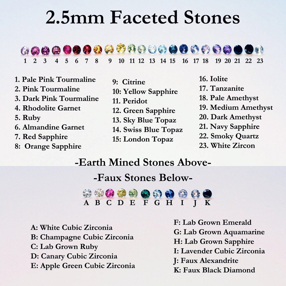 SOLID Gold Custom Two Birthstone Stack Ring Set | Yellow or White Gold ...