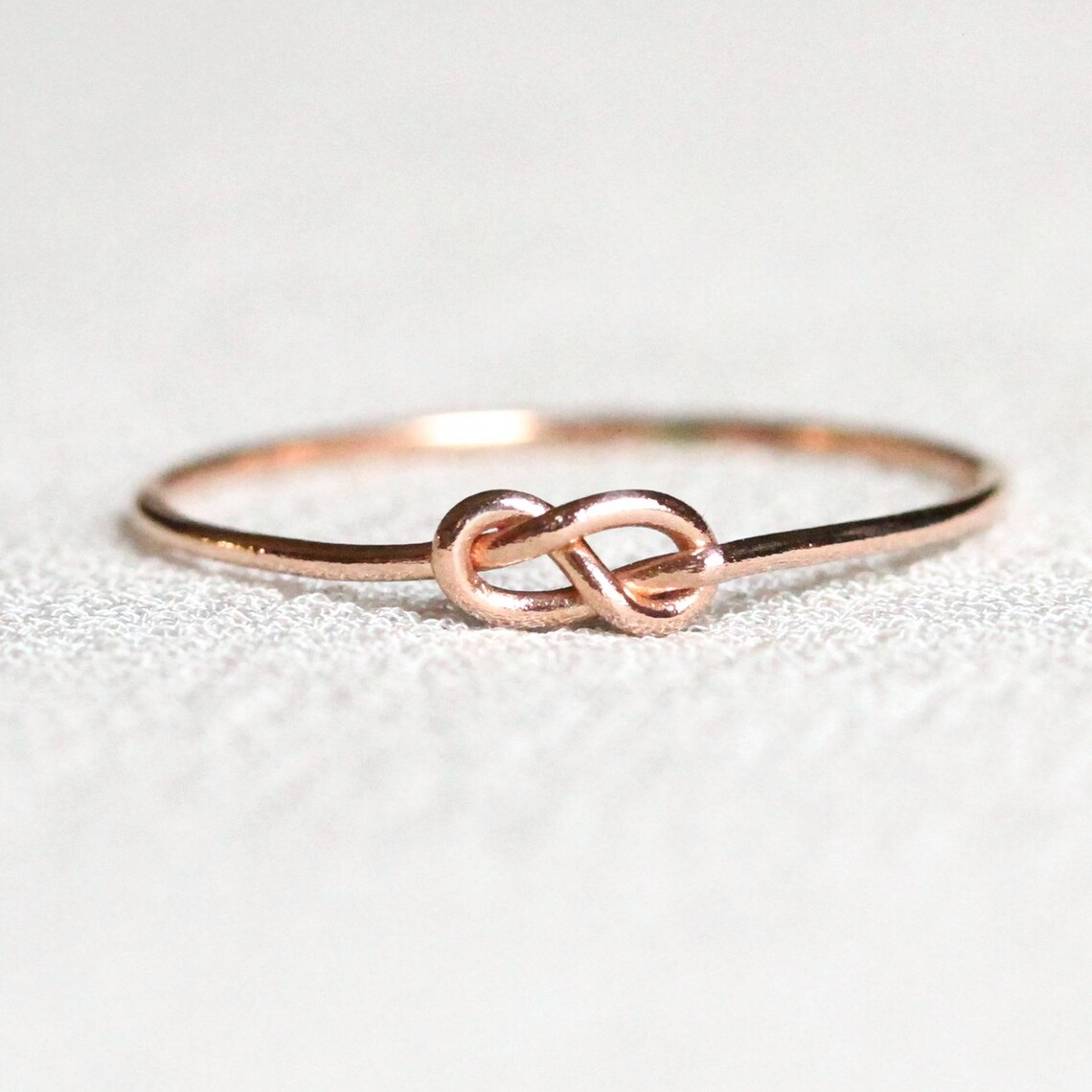 Thin SOLID 14k Gold Infinity Knot Ring 14k Rose Gold | Etsy