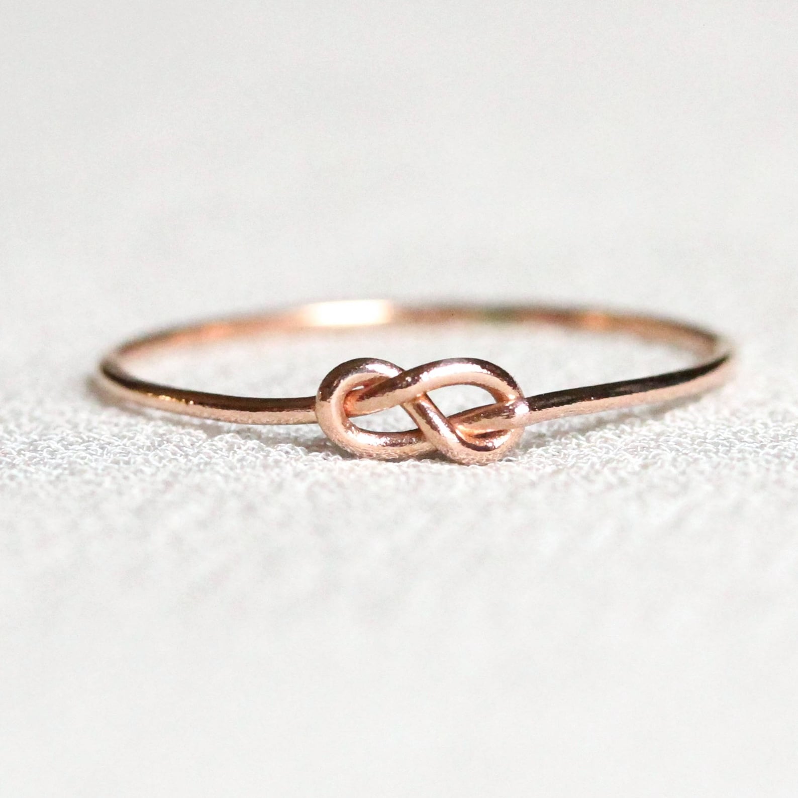 Thin SOLID 14k Gold Infinity Knot Ring 14k Rose Gold | Etsy