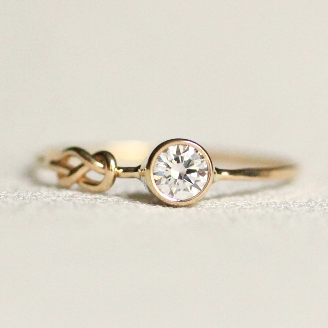 Infinity Knot Birthstone Ring | SOLID Gold Infinity Ring | 14k Rose or ...